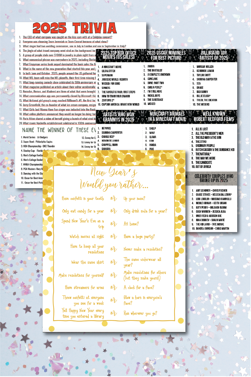 2025 New Year's Eve Games Bundle – Play Party Plan