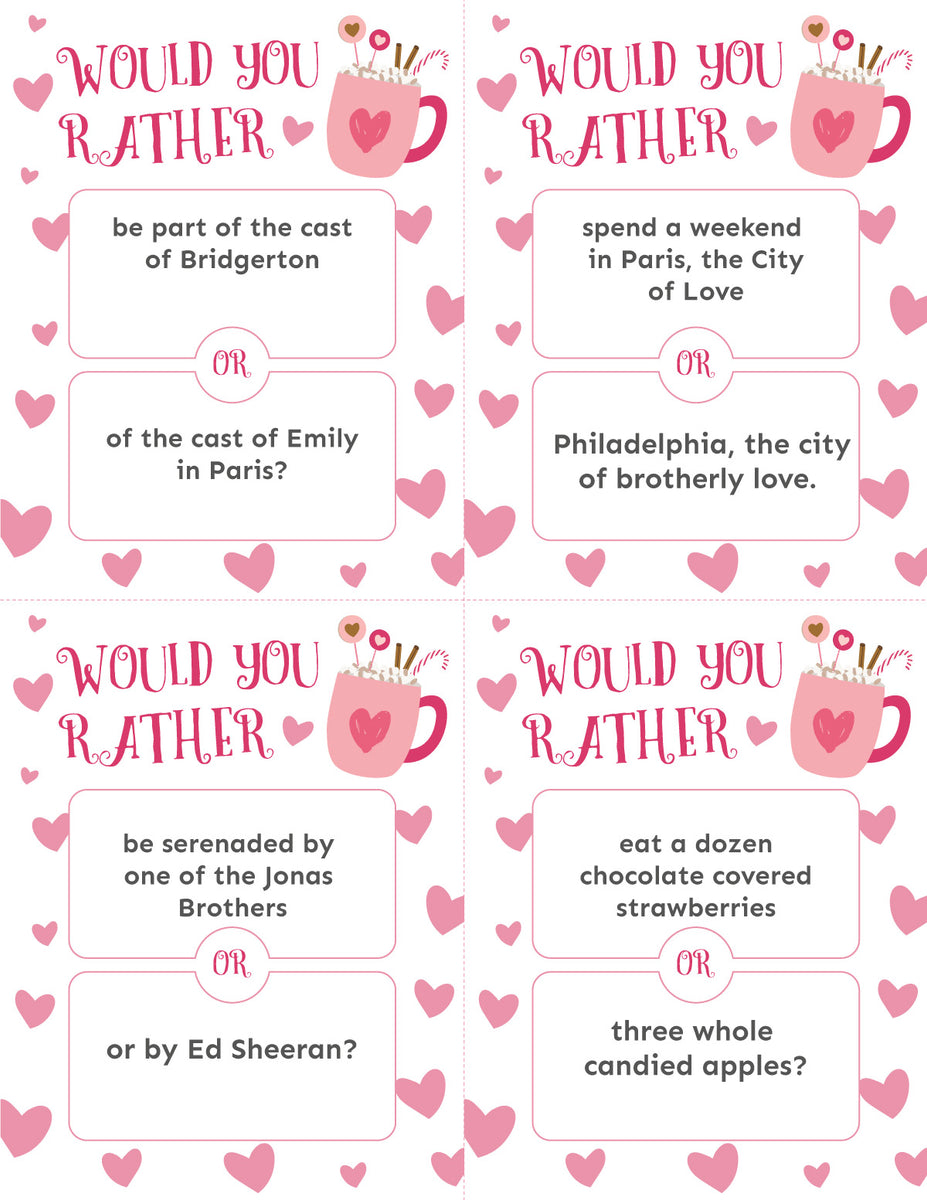Valentine's Day Would You Rather (12 pages) – Play Party Plan