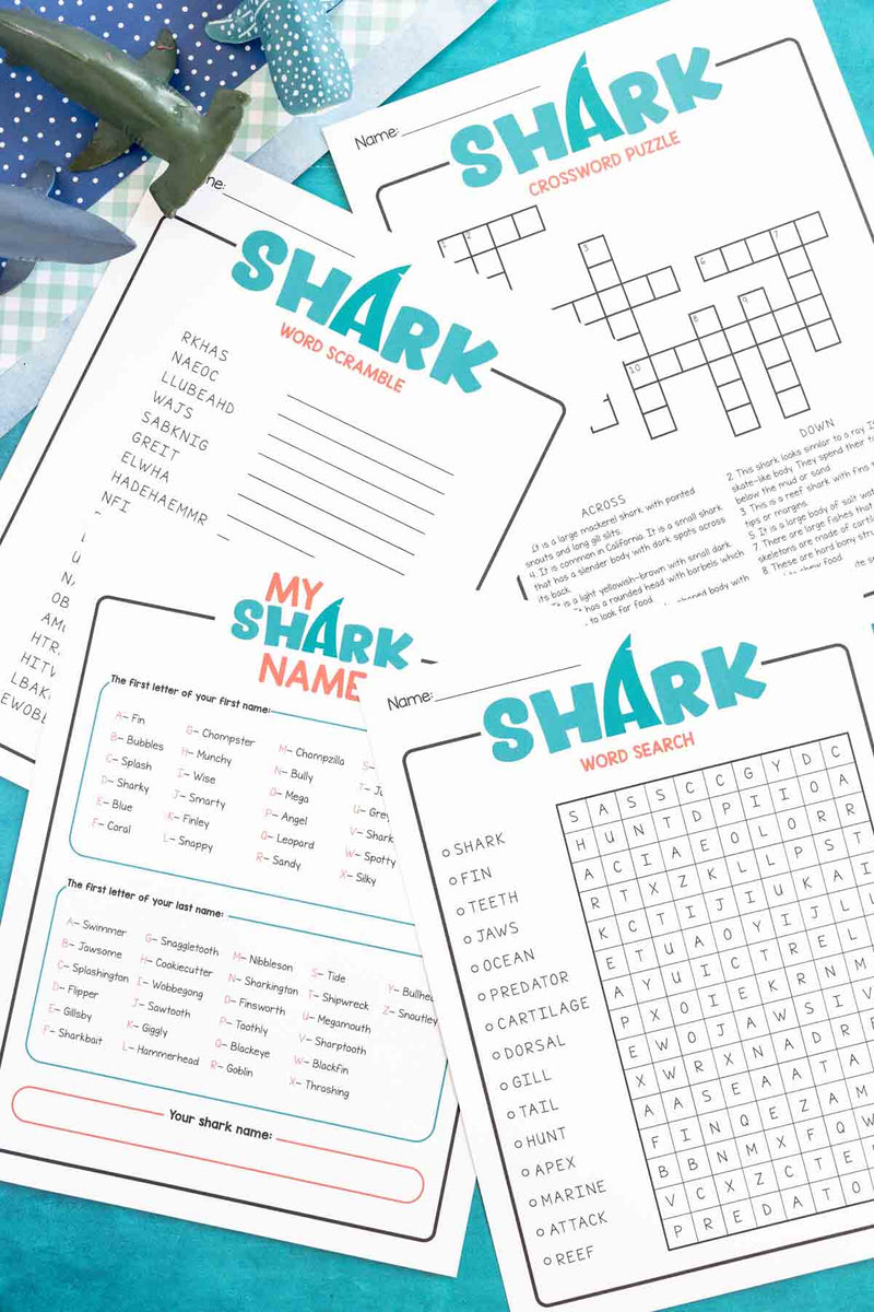 Shark Activity Pages (9 worksheets) – Play Party Plan