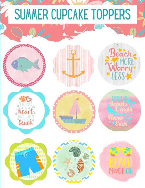 Summer Cupcake Topper – Play Party Plan