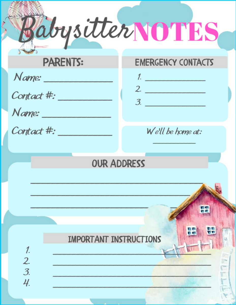 Baby Sitter Forms (3 pages) – Play Party Plan