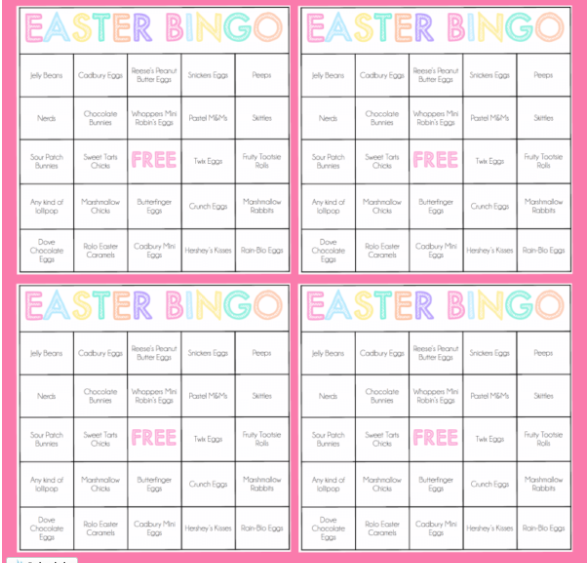 Easter Candy Bingo (12 cards) – Play Party Plan